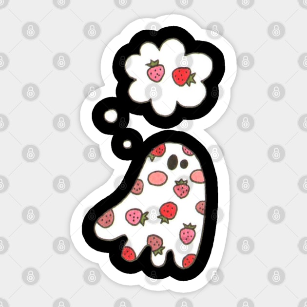 Strawberry ghost//Drawing for fans - Strawberry Ghost - Sticker | TeePublic