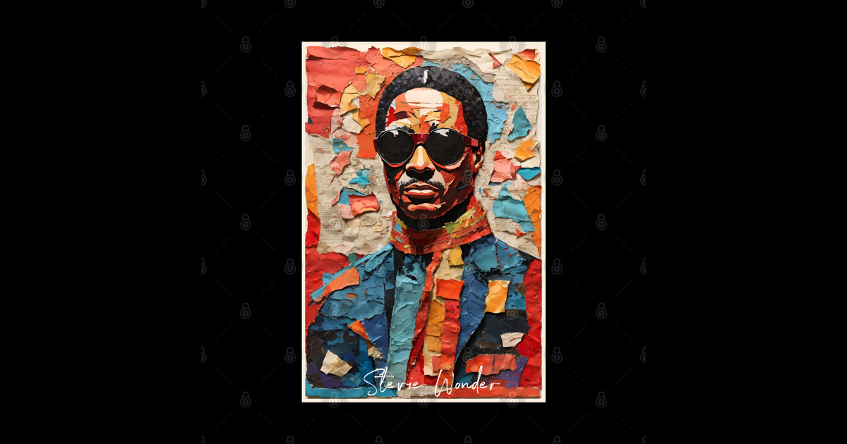 Stevie Wonder // Paper Art - Stevie Wonder - Sticker | TeePublic