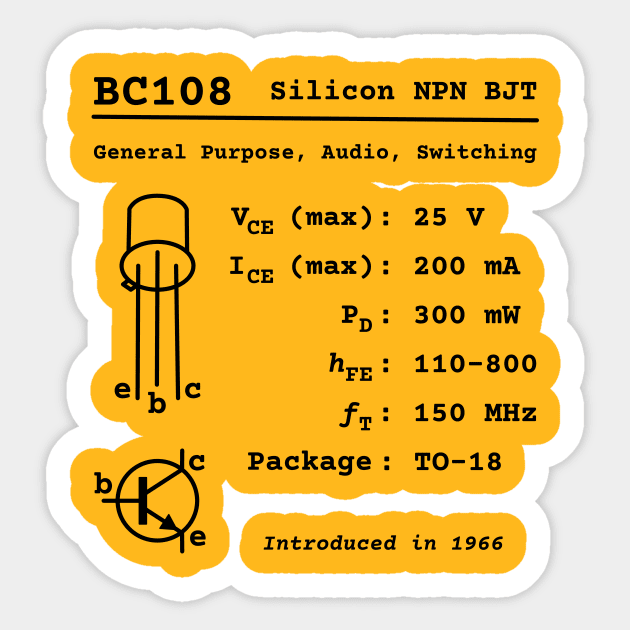 BC108 Iconic Silicon Transistor [black text] - Vintage Electronics ...