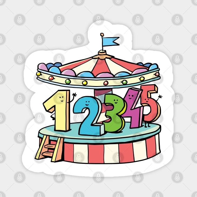 math carousel with numbers from 1 to 5 - Carousel - Magnet | TeePublic