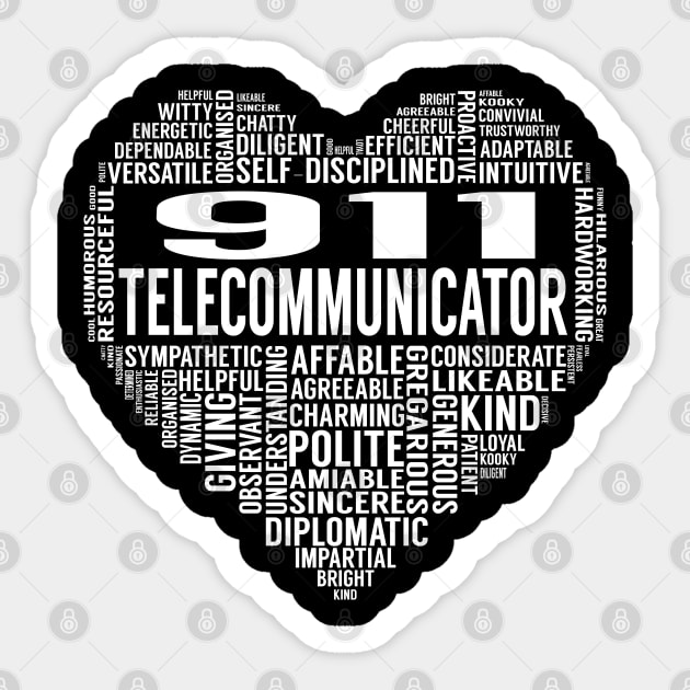 911 Telecommunicator Heart - 911 Telecommunicator - Sticker | TeePublic