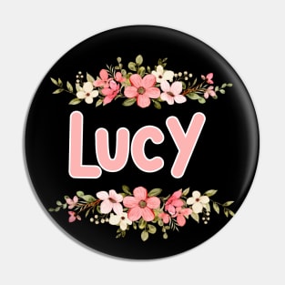 Flower Border Lucy Name Label Pins and Buttons for Sale | TeePublic