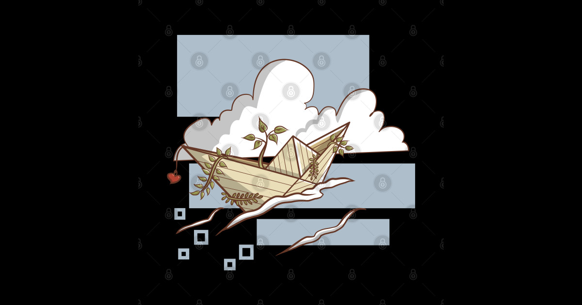 Paper Boat with Plant - Paper Boat - Sticker | TeePublic