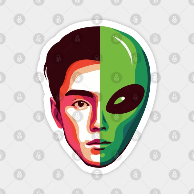 Half alien half human. Invasion. Alien man face. - Alien Head - Magnet ...