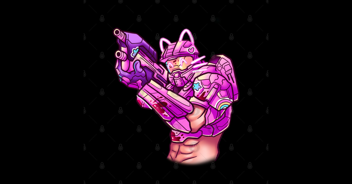 Kawaii Pink Master Cheif - Master Chief - Sticker | TeePublic
