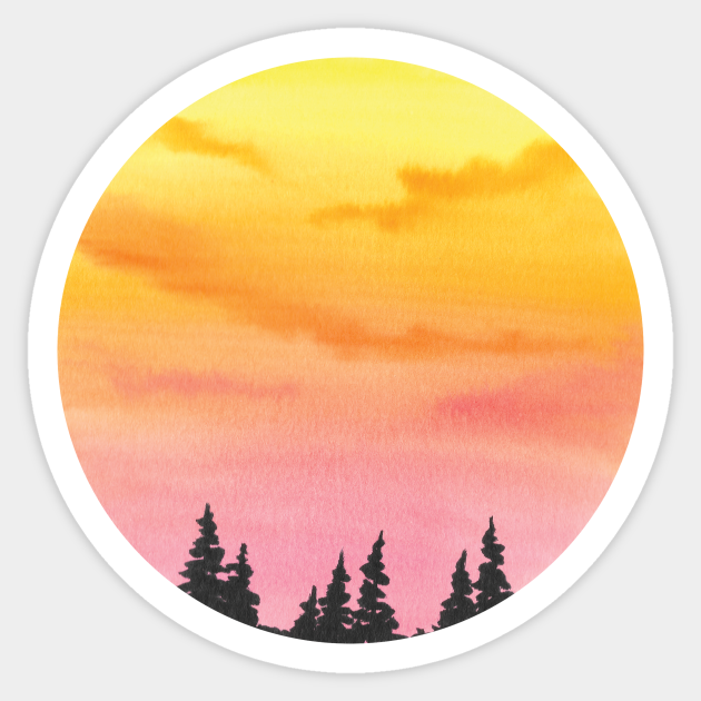 Sunset - Watercolor Sunset - Sticker | TeePublic
