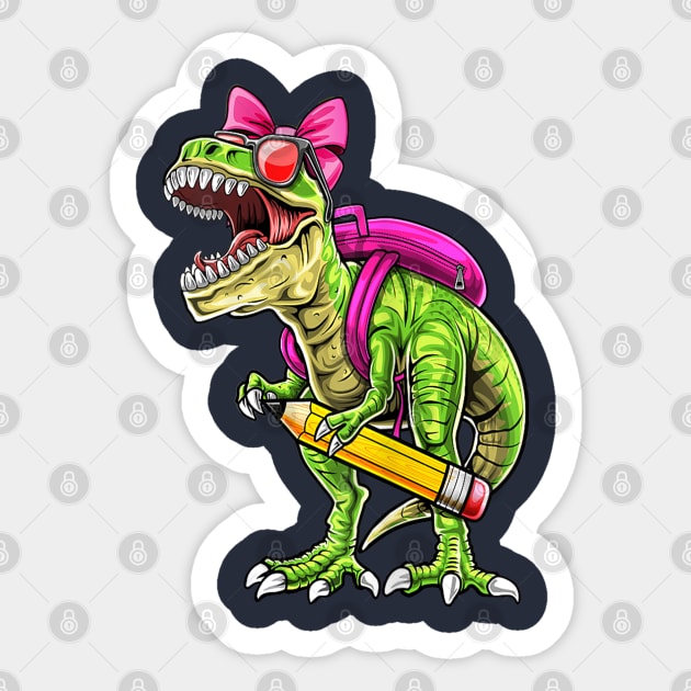 Funny Back To School T-Rex wearing a School Bag and Carrying pencil ...