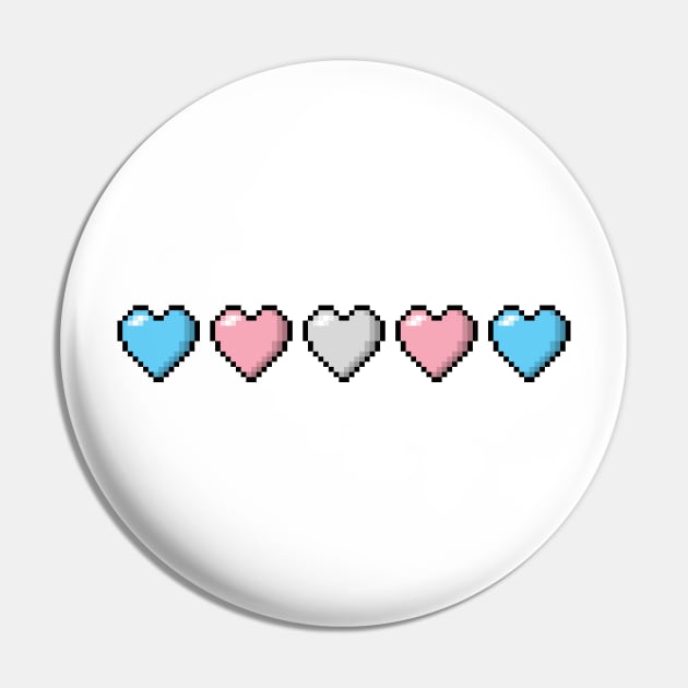 Row of Five Transgender Pride Flag Pixel Hearts - Transgender Pride ...