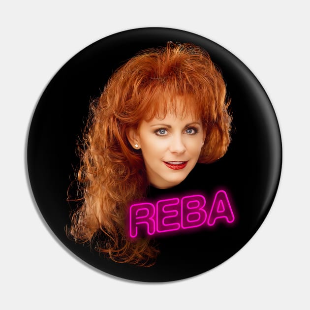 Reba // Neon-Style 80s Fan Design - Reba - Pin | TeePublic