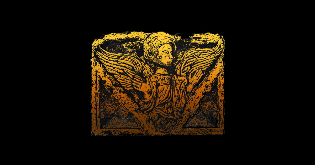 WINGED ANGEL DRAWING STONE SCULPTURE RELIGIOUS - Angel - Sticker ...