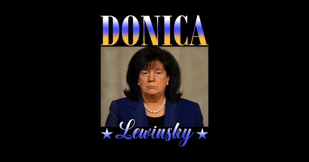 Donica Lewinsky Vintage Parody Illustration - Parody - Sticker | TeePublic