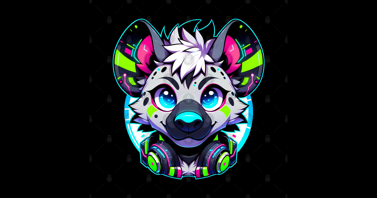 Cyberpunk Neon Furry Anthro Hyena - Furry - Sticker | TeePublic