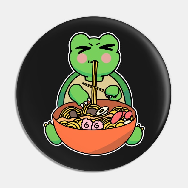 Anime Kawaii Ramen Eating Turtle Japanese Noodles - Anime - Pin | TeePublic