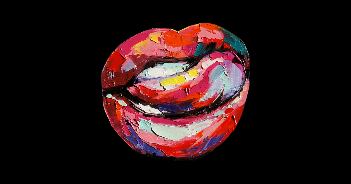 Painted in oil tongue licking lips. - Lips - Sticker | TeePublic