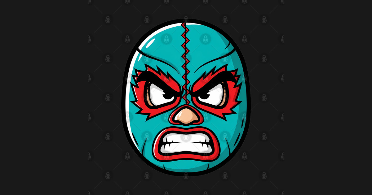 Lucha Libre Mask Angry Wrestler Face Comic Style Funny - Lucha Libre ...