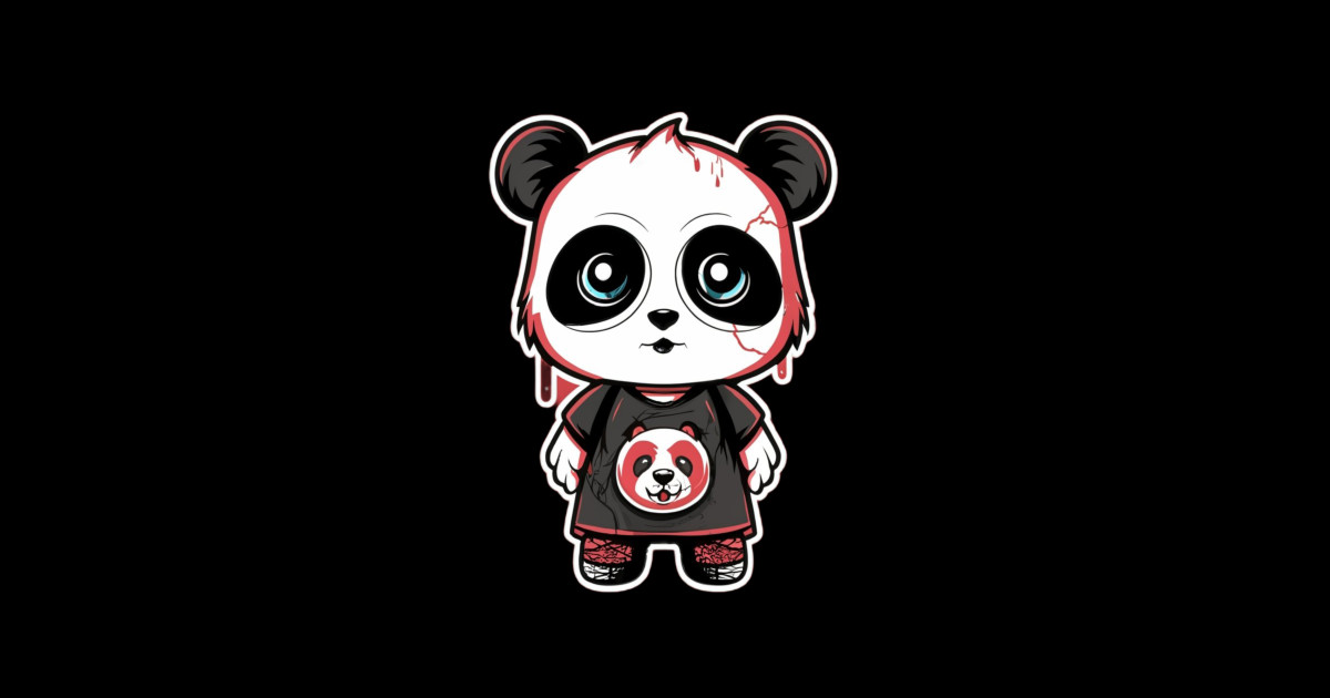 Goth Cute Panda - Goth Cute Panda - Sticker | TeePublic