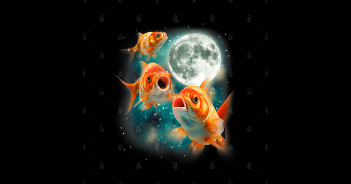 Three Goldfish and Moon - Goldfish Swimming Under the Moonlight ...