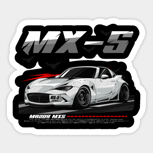 JDM MAZDA MX5-WHITE - Mazda Mx5 - Sticker | TeePublic