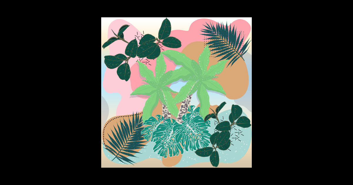 Modern Tropical Foliage Pink Mint Creative design - Tropical - Sticker ...