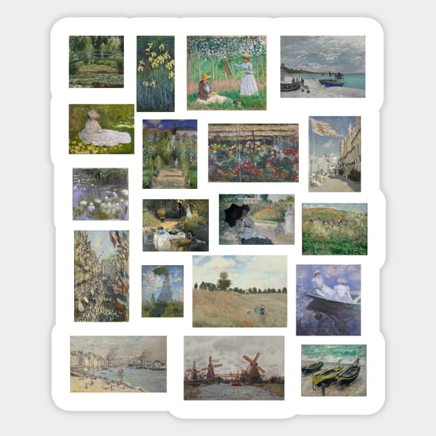 Claude Monet Impressionist Paintings Collage - Monet - Sticker | TeePublic