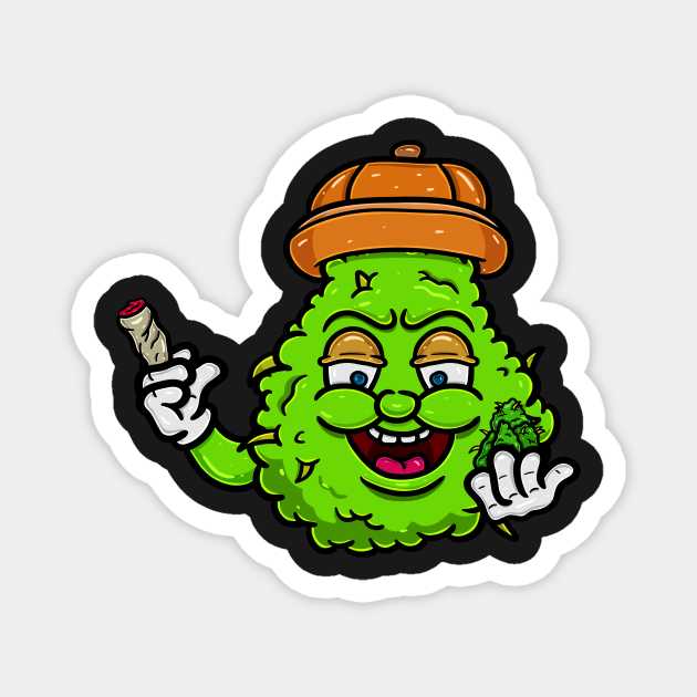 Weed Bud Cartoon With Smoking Wearing Swag Hat And Bring Bud Weed Sticker Magnet Teepublic