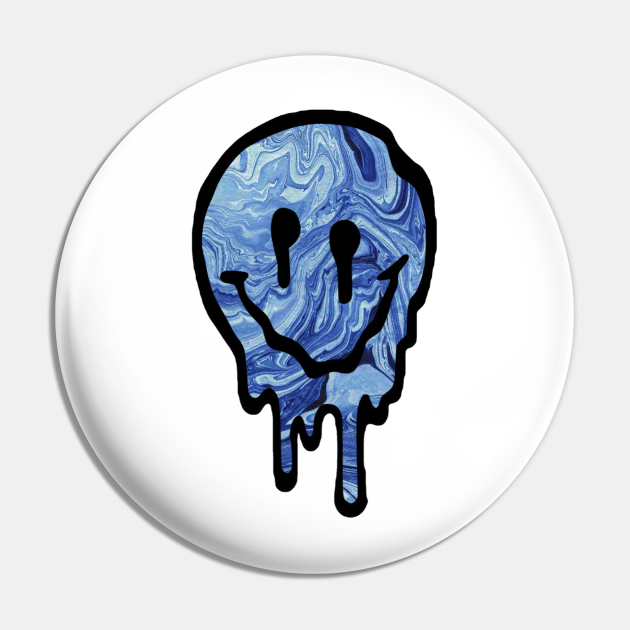 Blue Marble Drippy Smiley Face - Shaka - Pin | TeePublic