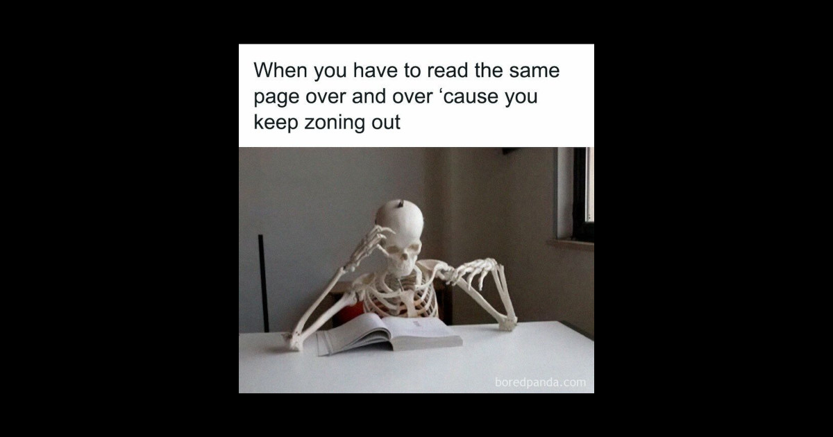 Zoning Out Skeleton – The Eternal Reread - Meme - Sticker | TeePublic