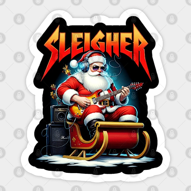 Sleigher - Santa Heavy Metal - Heavy Metal Xmas - Sticker | TeePublic