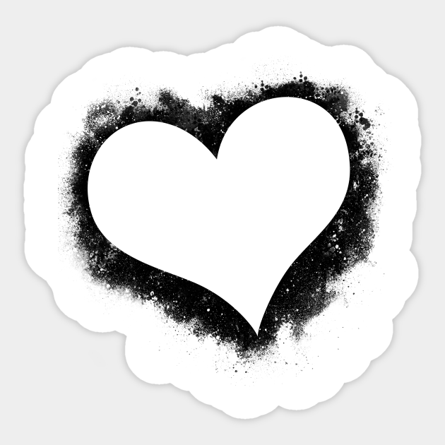 Slanted heart silhouette paint splatters - Heart - Sticker | TeePublic