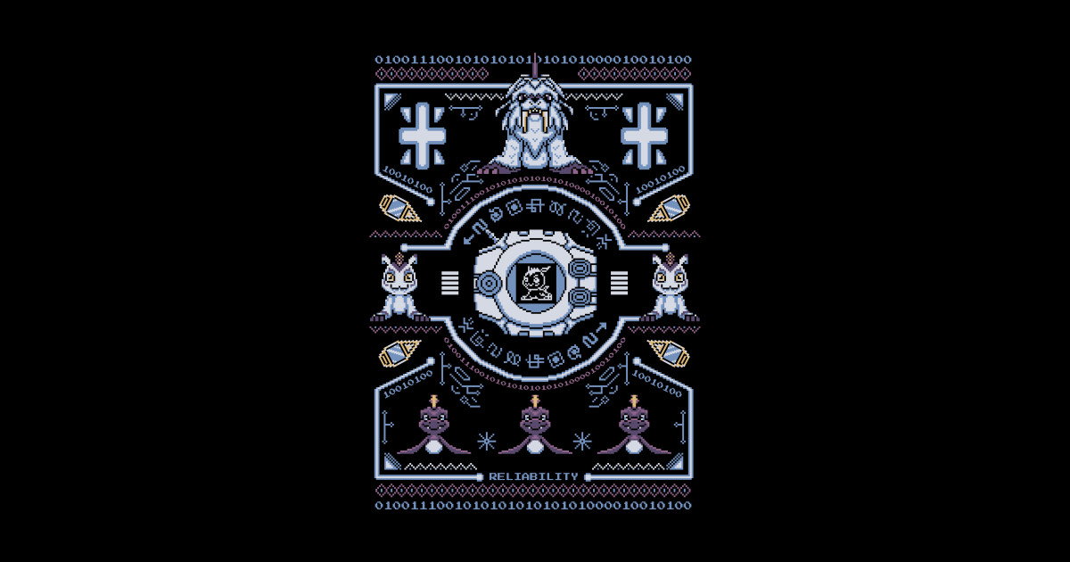 Gomamon Digimon Sweater - Ikkakumon Crest of Reliability - Pixel art ...
