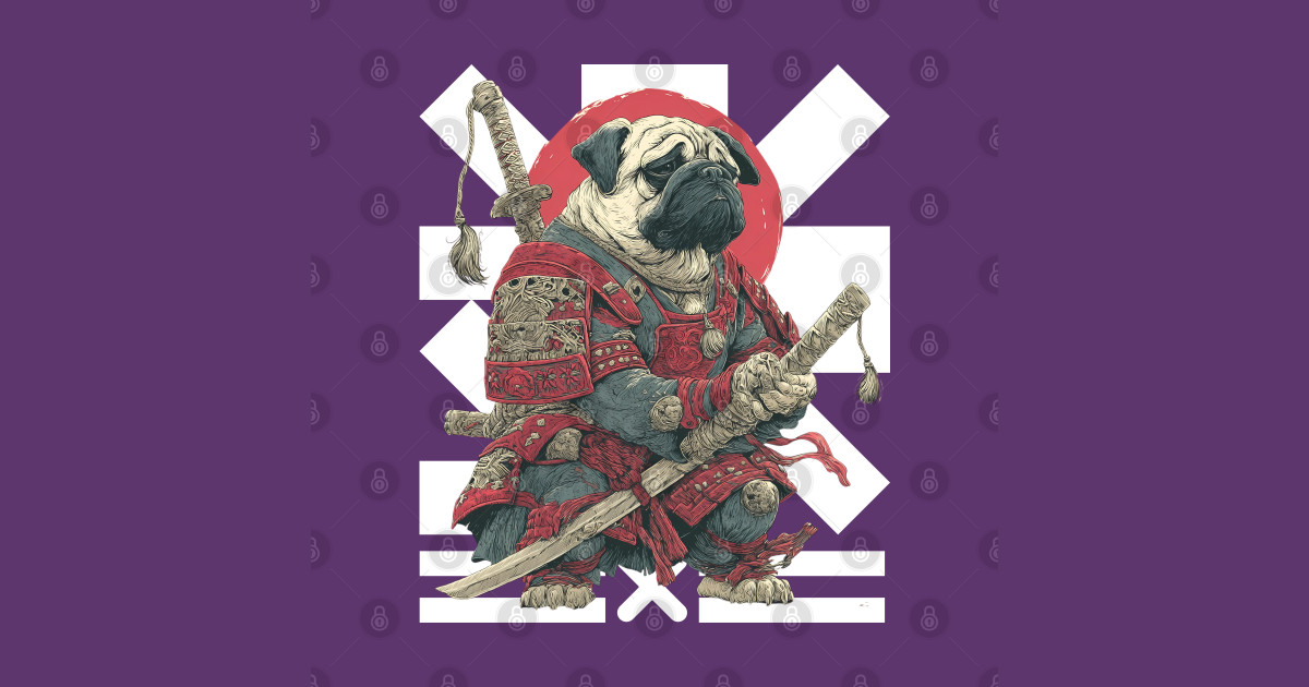 Bushido Pug: The Samurai Dog Warrior - Warrior Pug - T-Shirt | TeePublic