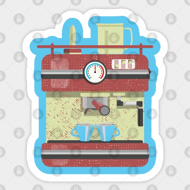 Red vector coffee machine - Coffee Machine - Sticker | TeePublic
