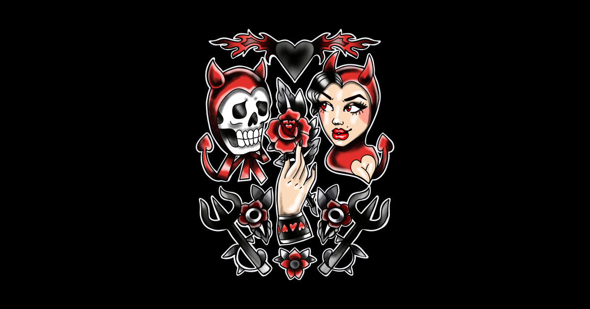 The devils lover - Traditional Devil - Sticker | TeePublic