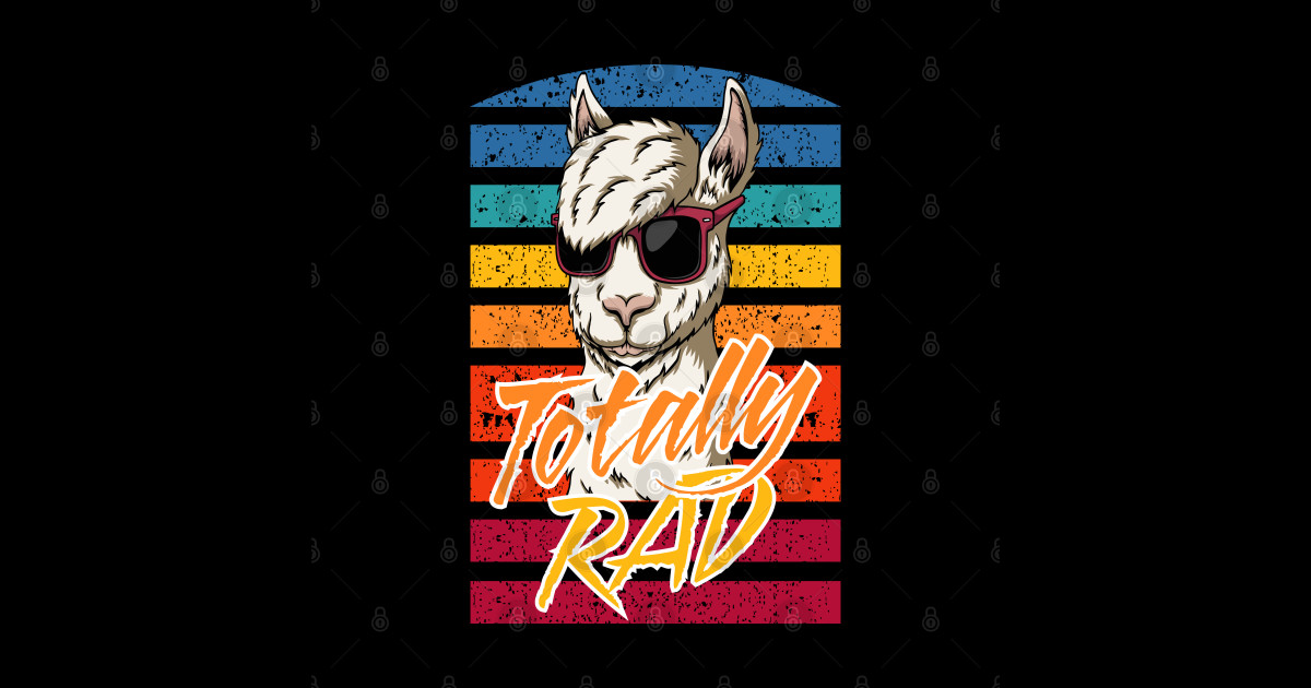 Totally Rad Retro Llama face gift - Totally Rad - T-Shirt | TeePublic