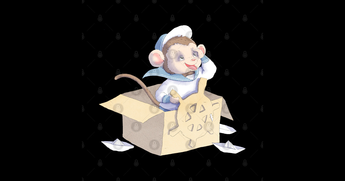 Little captain monkey - Monkey - Sticker | TeePublic