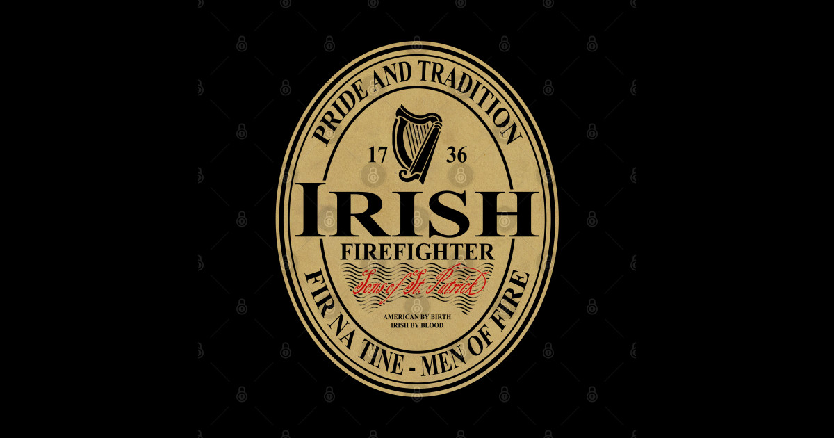 Irish Firefighter - oval label - Firefighter - Sticker | TeePublic