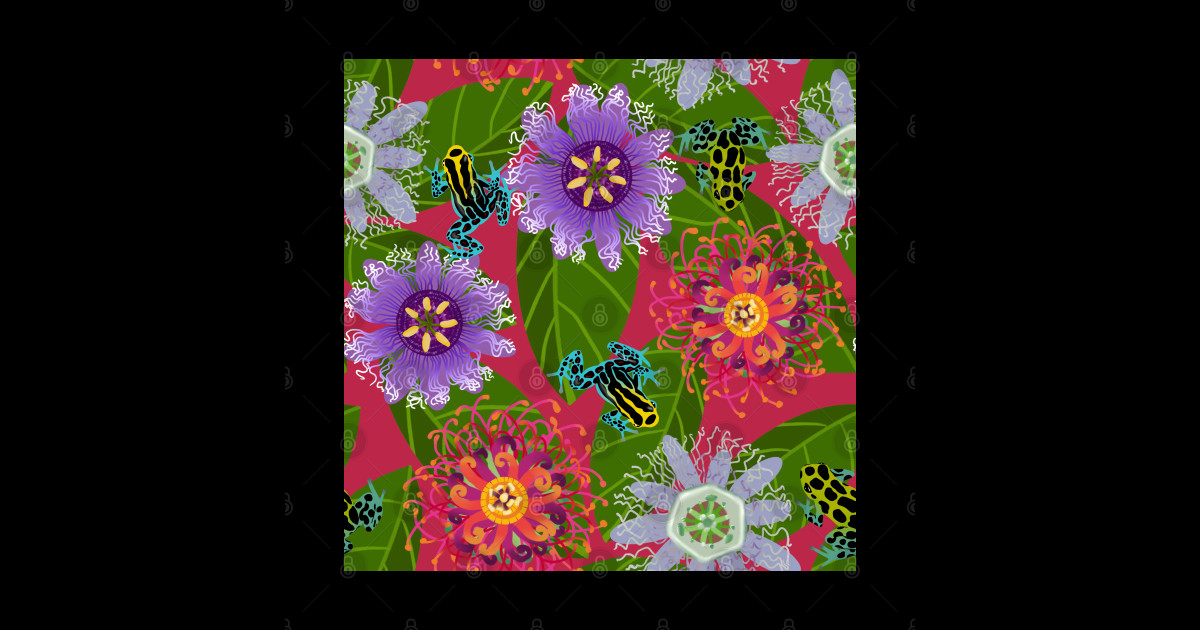 Pretty Poisons: Passionflowers and Poison Dart Frogs on Viva Magenta ...