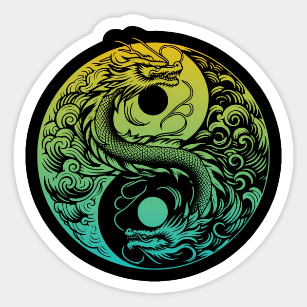 Yin yang dragon - Yin Yang Symbol - Sticker | TeePublic