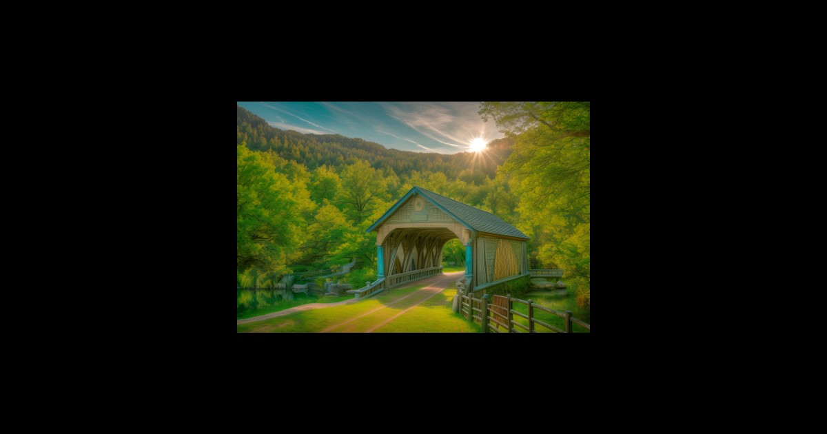 Covered Railroad Bridge - Covered Bridge - Sticker | TeePublic