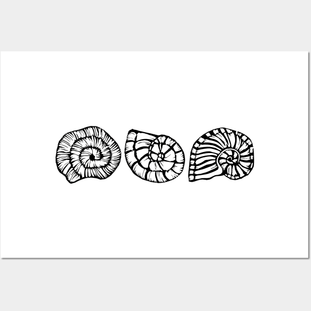 Sea shells on the beach - linocut print - Sea - Posters and Art Prints ...