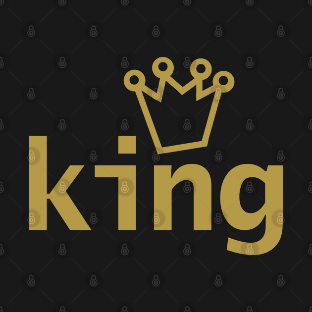 King Crown Typography Gold Text - King - T-Shirt | TeePublic