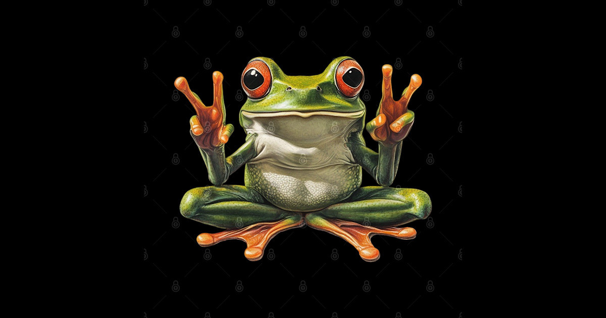 Frog with Peace Sign - Peace Frog - Peace - Sticker | TeePublic