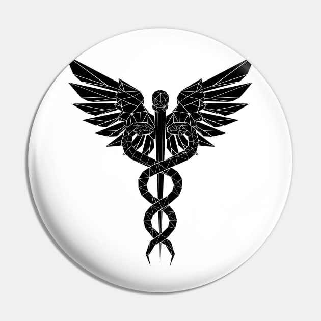 Black Polygonal Caduceus Symbols - Caduceus - Pin | TeePublic