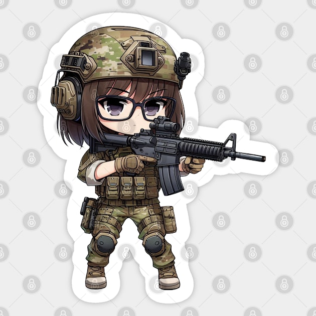 Tactical Chibi Girl - Chibi - Sticker | TeePublic