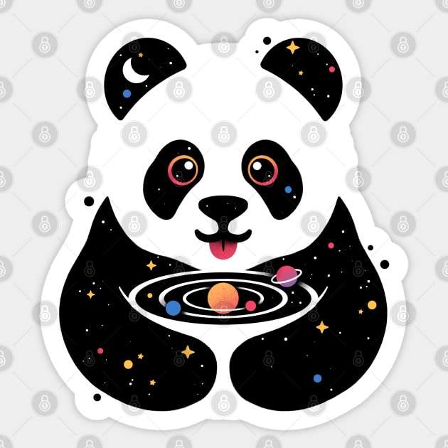 Panda hugging a galaxy - Panda Hug - Sticker | TeePublic