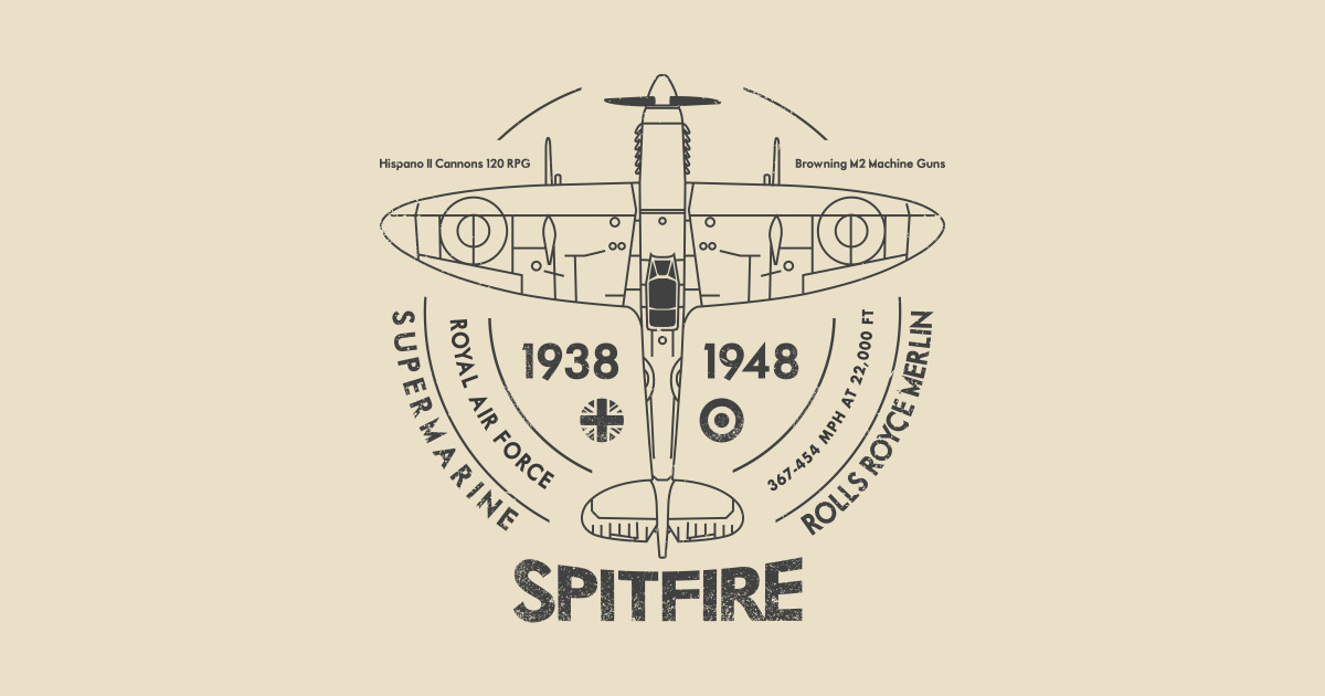 Vintage RAF Spitfire WW2 Fighter Plane - Spitfire - T-Shirt | TeePublic