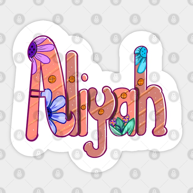 Aliyah popular girls and women first name in peach and brown ...