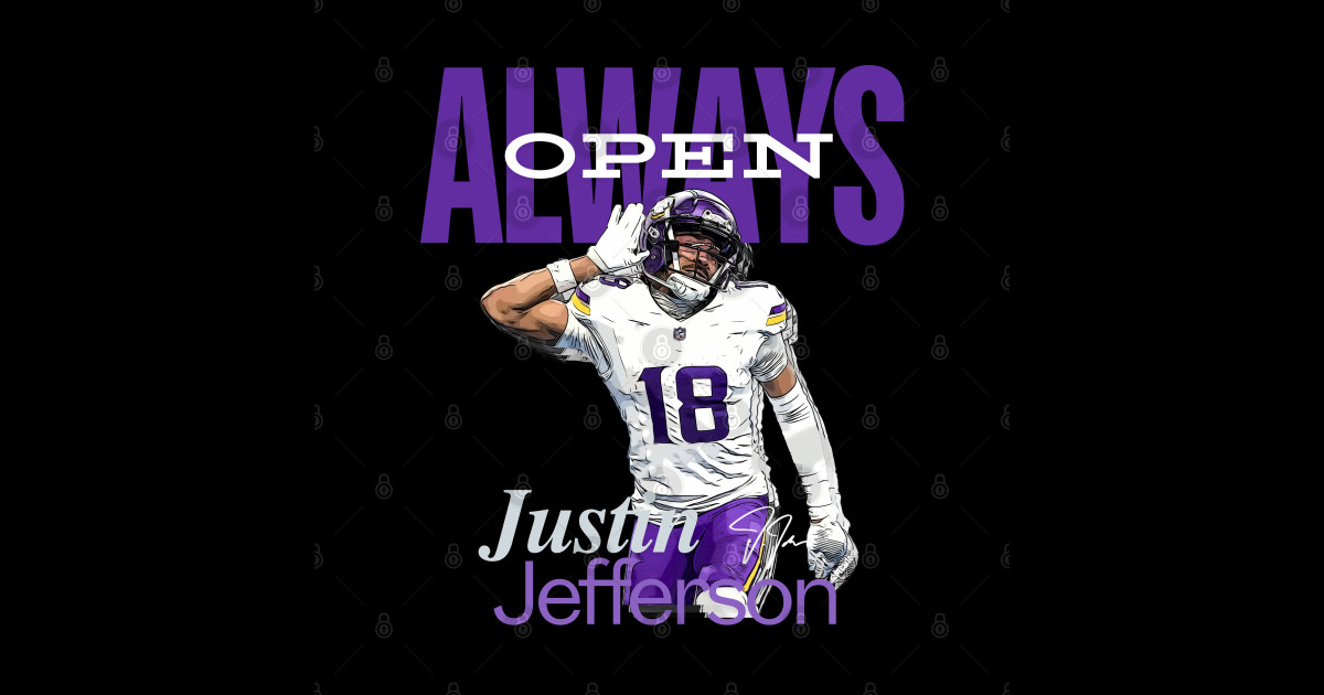 Always Open Justin Jefferson #18 Football Cartoon - Justin Jefferson ...