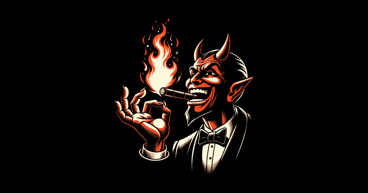 Smoking Devil - Devil - Sticker | TeePublic