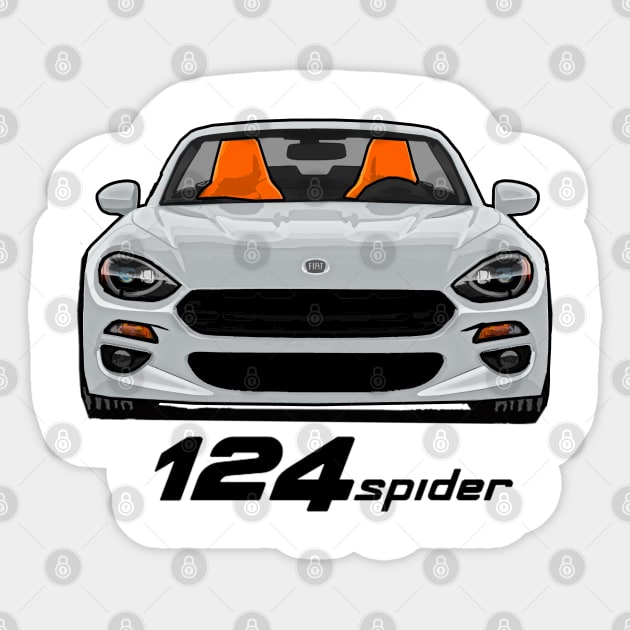 Fiat 124 Spider - White - Fiat 124 Spider Abarth - Sticker | TeePublic